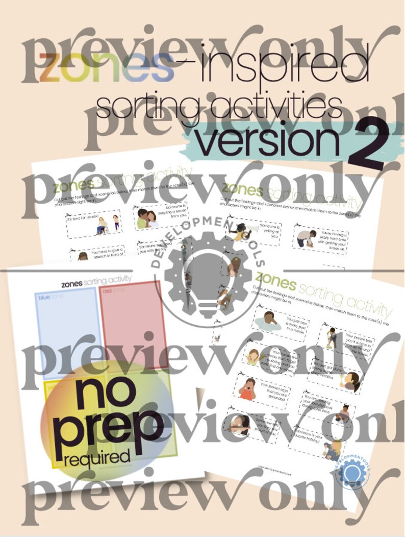 Zones of Regulation Inspired No-prep Sorting Activity Ver. 2 Self ...