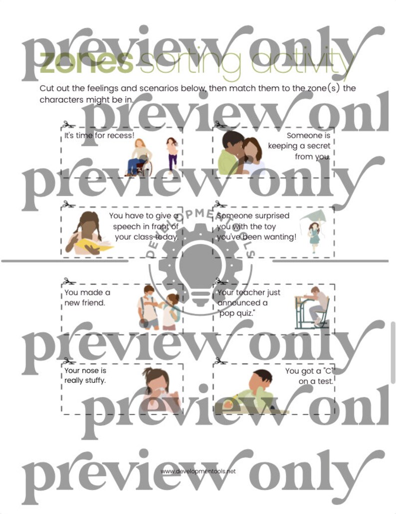 Zones of Regulation Inspired No-prep Sorting Activity Ver. 2 Self ...
