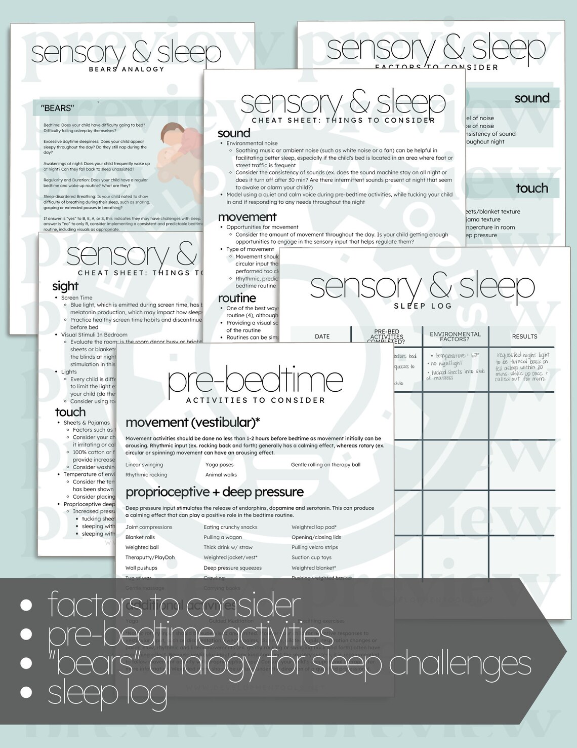 Sensory and Sleep | Considerations and Pre-bedtime Activity Ideas ...