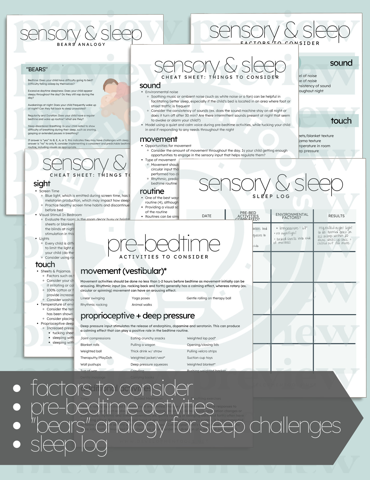 Sensory and Sleep Considerations and Pre-bedtime Activity Ideas ...