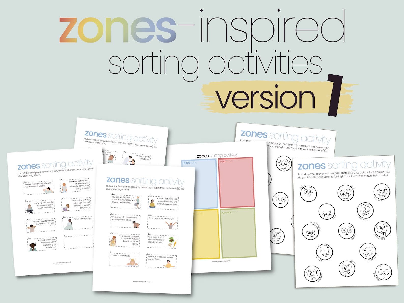Zones of Regulation Inspired No-prep Sorting Activity | Self Regulation ...