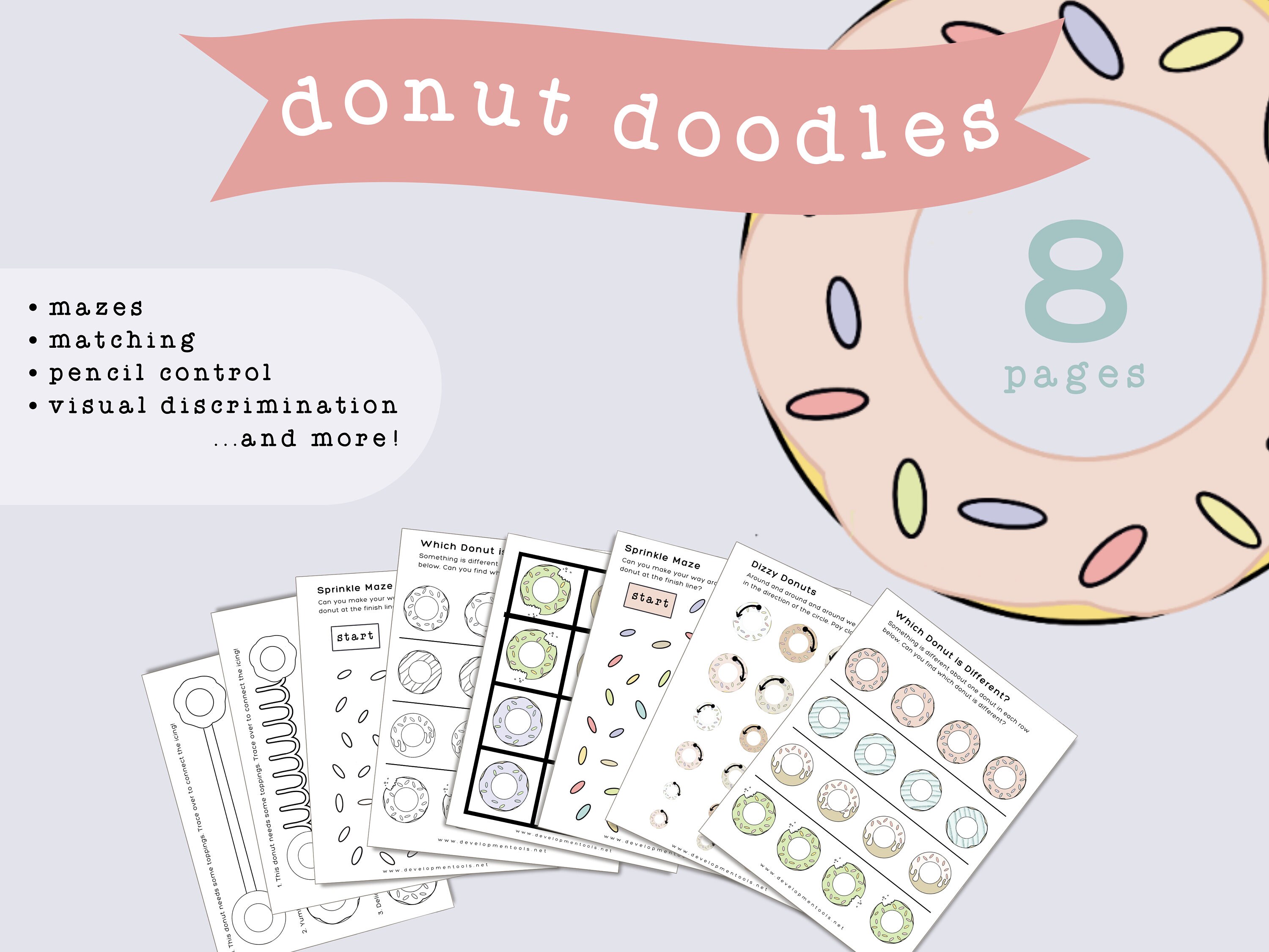 Donut Doodles Activity Packet | Preschool Worksheet | Homeschool ...