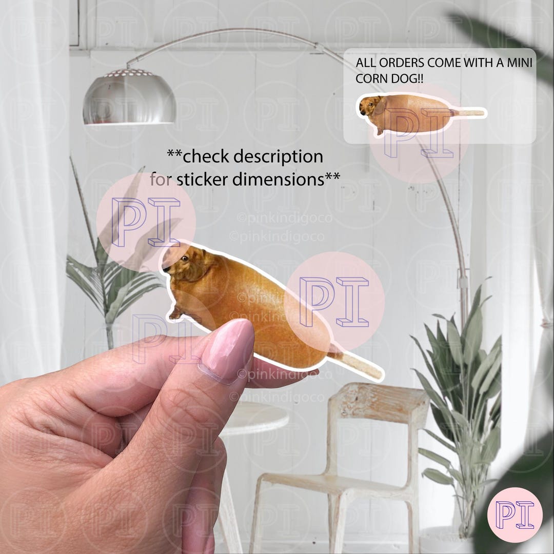 Corn Dog Daschund Sticker, Corn Dog Meme Sticker, Corn Dog, Meme ...