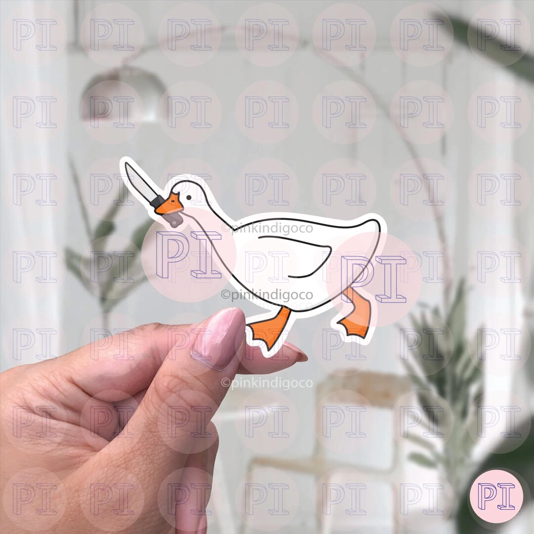 Goose With Knife Sticker, Duck Knife Meme Sticker, Choose Violence ...
