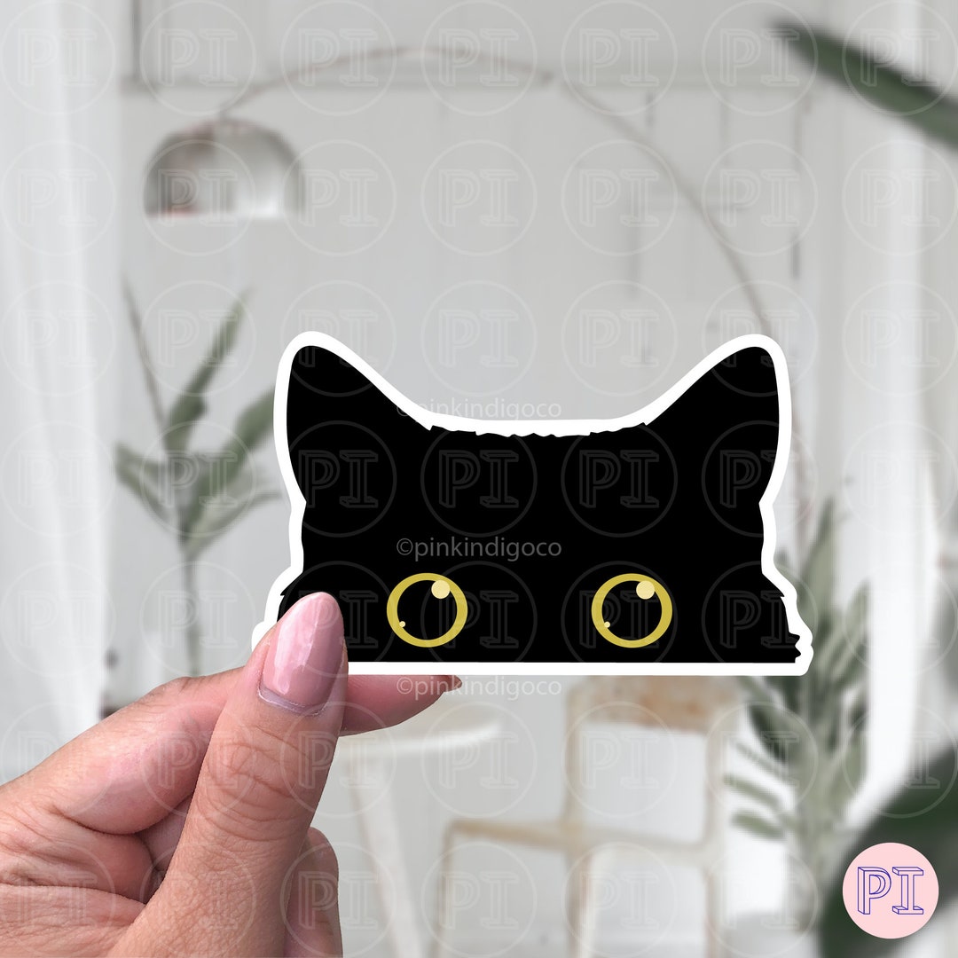 Black Cat Meme Sticker, Black Peeking Cat Meme, Meme Cat Peeking ...