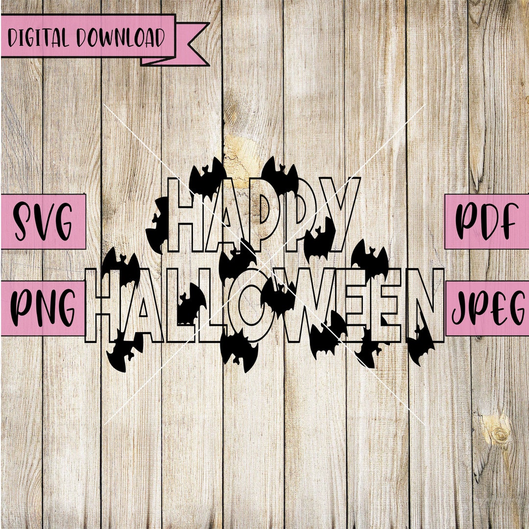 Fledermaus Clipart, Happy Halloween SVG, Cricut, Silhouette (digitaler ...