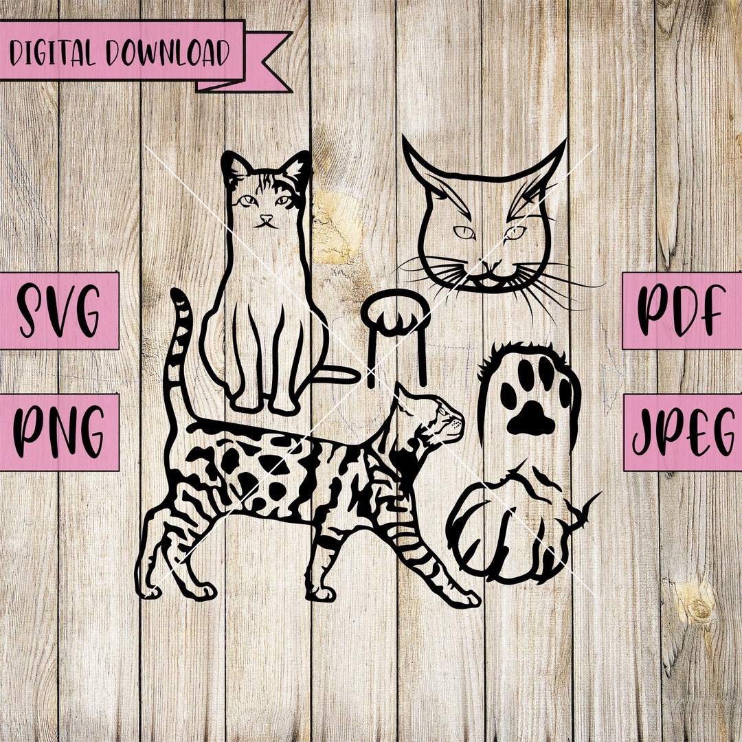 Cats Svg, Cat Decal, Cat Face Svg, Cat Decorations, Cat Clipart, Cat ...