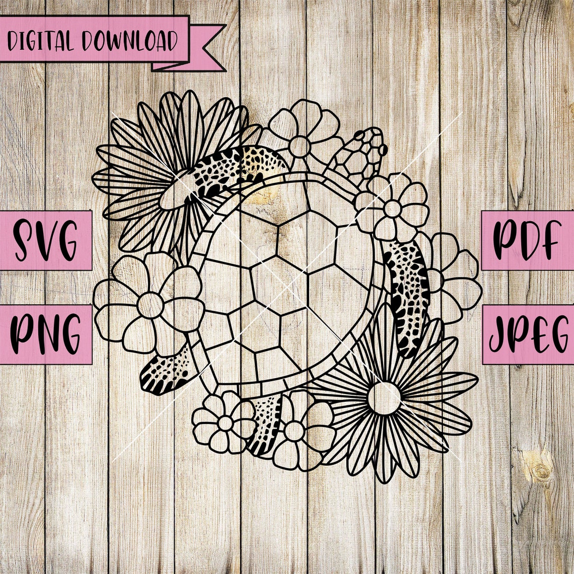 Turtle Svg Flowers and Turtle Svg Turtle Decal Flowers Svg - Etsy