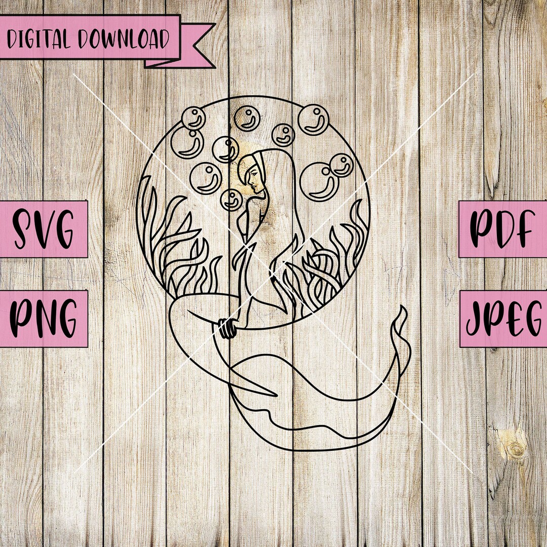 Sirena Svg, La Sirenita Clipart, Calcomanía de Sirenita, Burbujas Svg ...