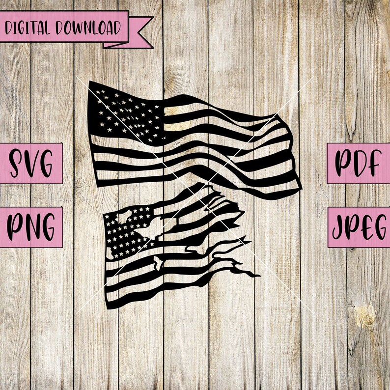 American Flag Torn Flag Svg American Flag Decal - Etsy