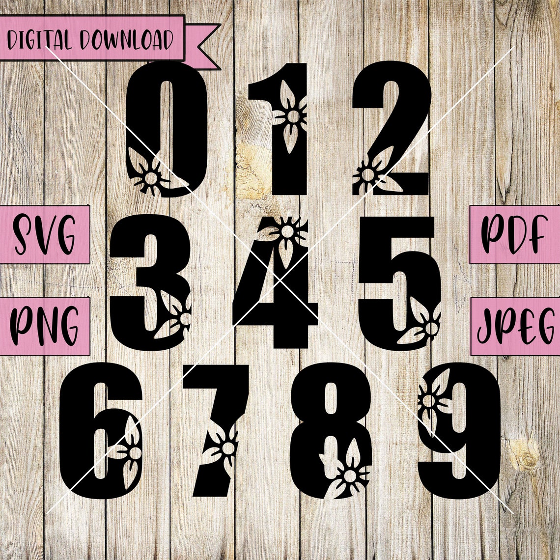 Floral Numbers Svg Number Clipart Numbers Decal Flower Svg | Etsy