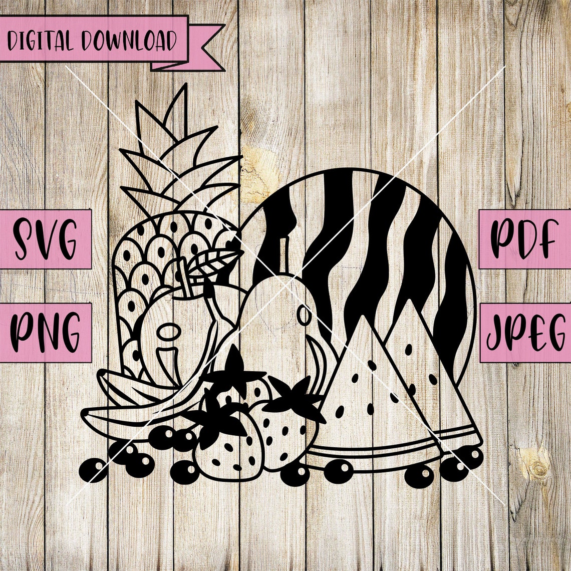 Fruit Svg Bowl of Fruit Svg Watermelon Svg Pineapple Svg - Etsy