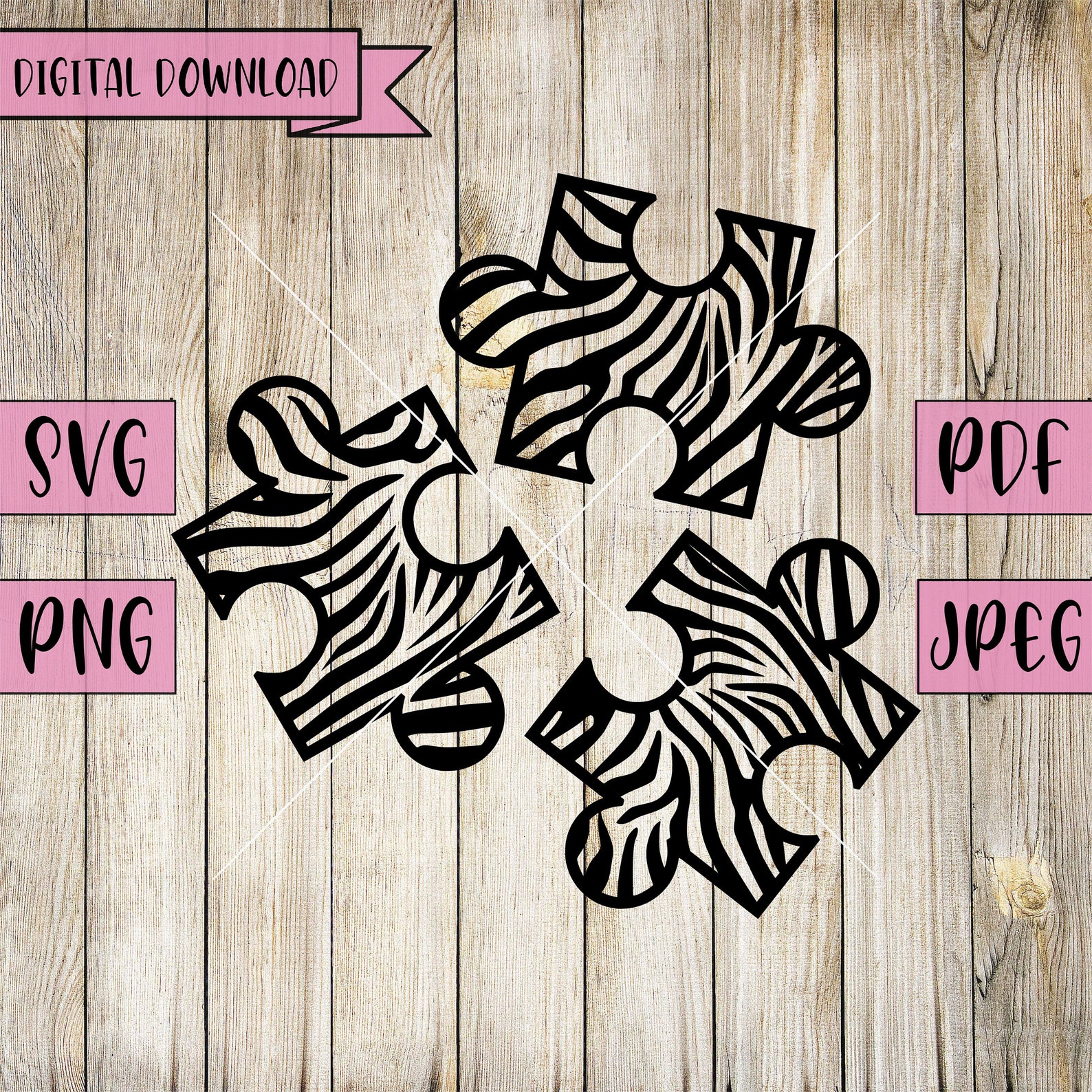 Zebra Print Svg Puzzle Svg Animal Print Decal Zebra Svg - Etsy