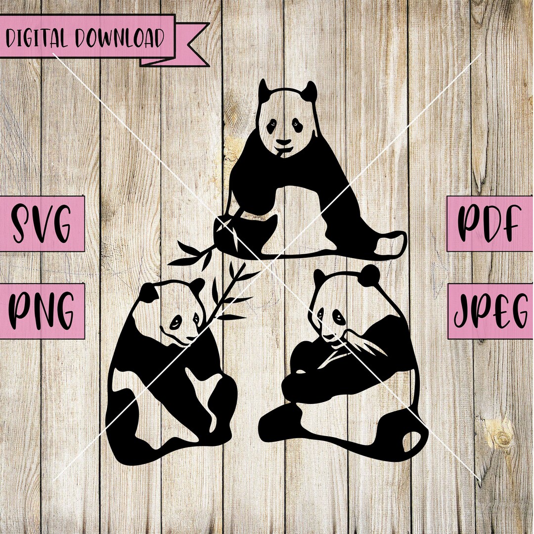 Panda Bears Svg, Panda Svg, Panda Clipart, Panda Decal, Bamboo Svg ...