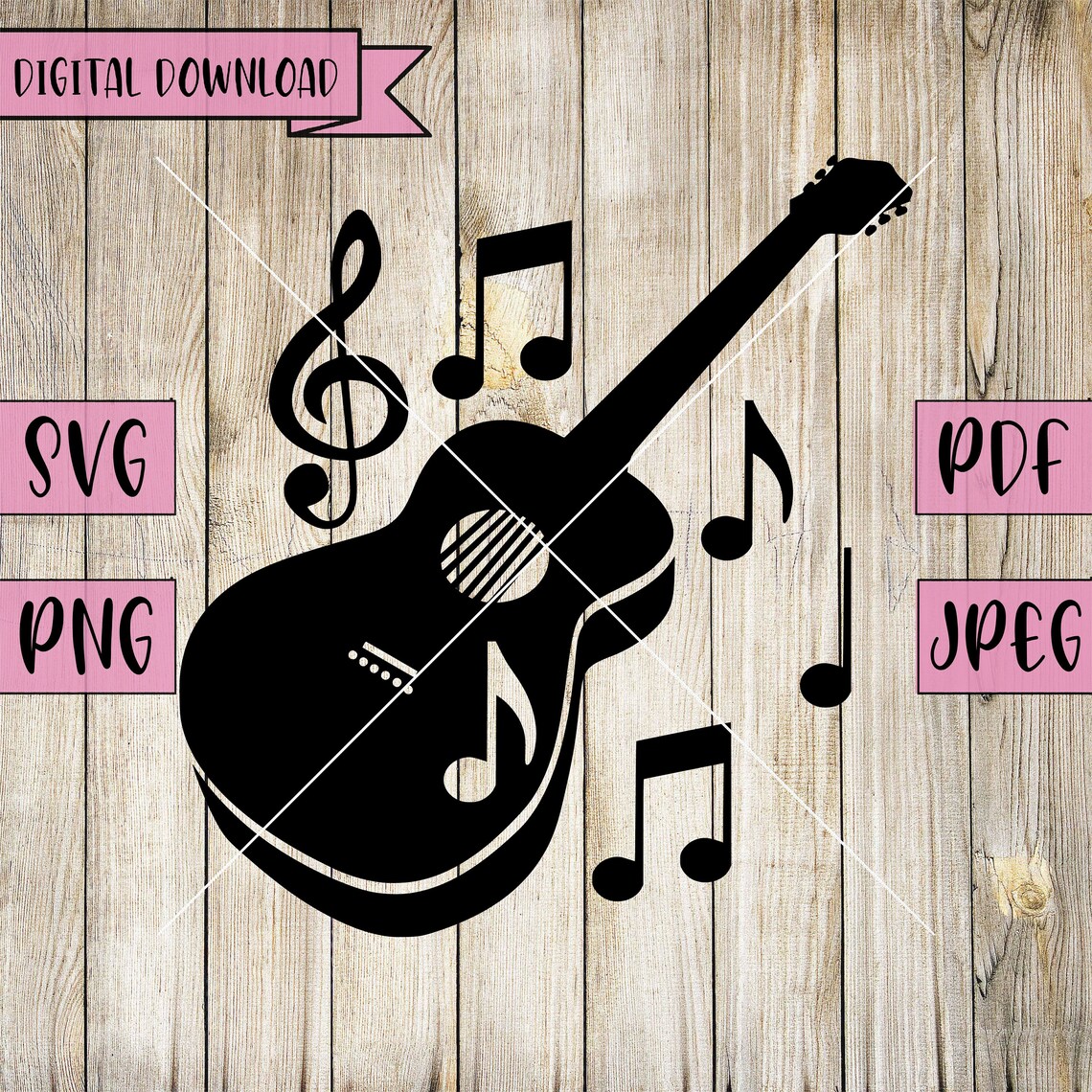 Music Note Guitar Guitar Svg Music Svg Music Clipart | Etsy