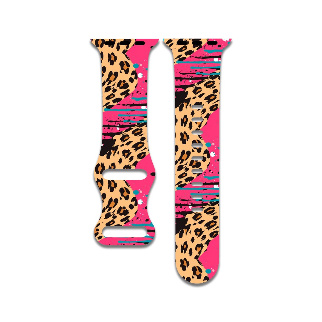 Pink Leopard Print Watch Band Compatible With Apple Watch Series 1-9 ...