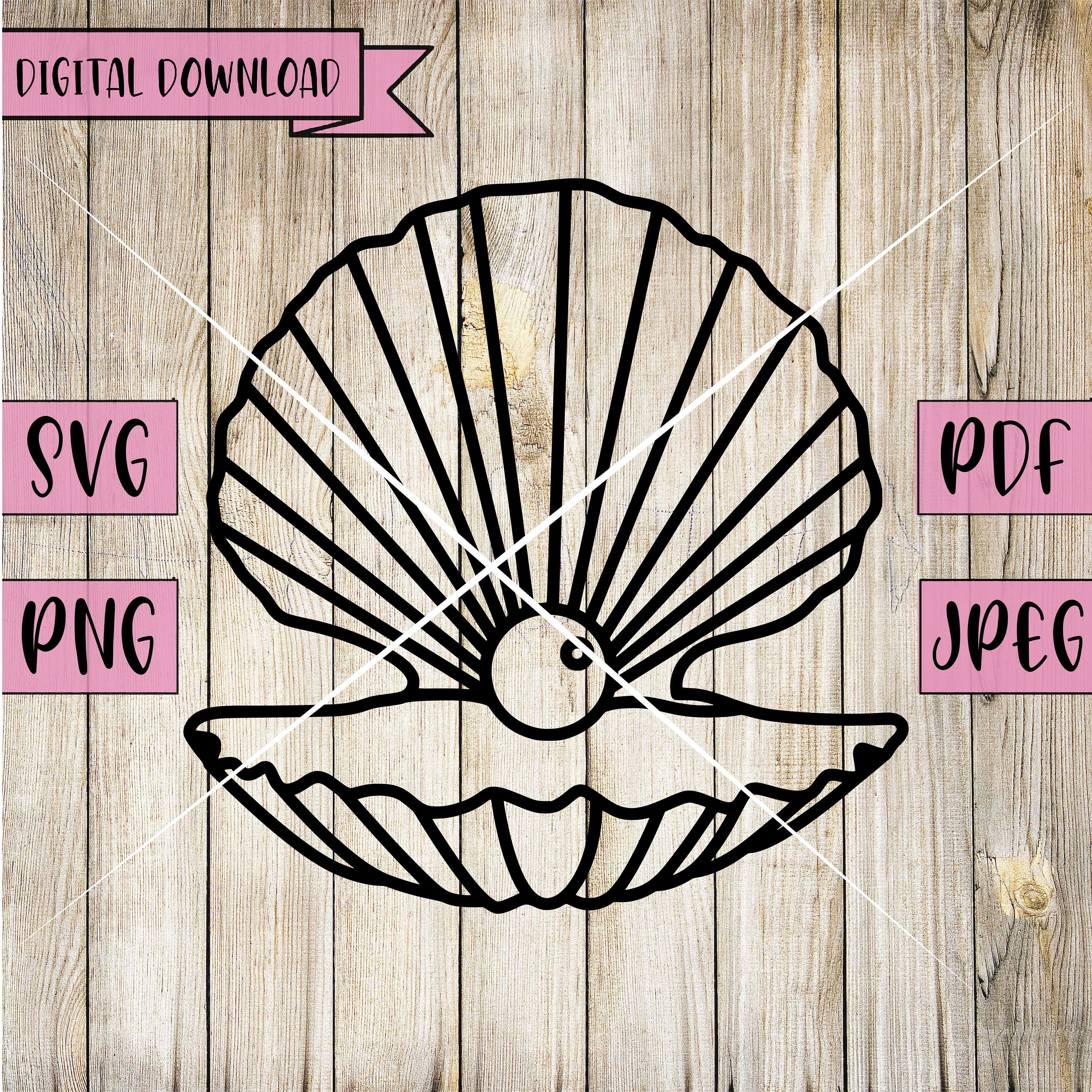 Clam Svg, Clam Clipart, Clam Decal, Ocean Svg, Pearl Svg, Clam Peral ...