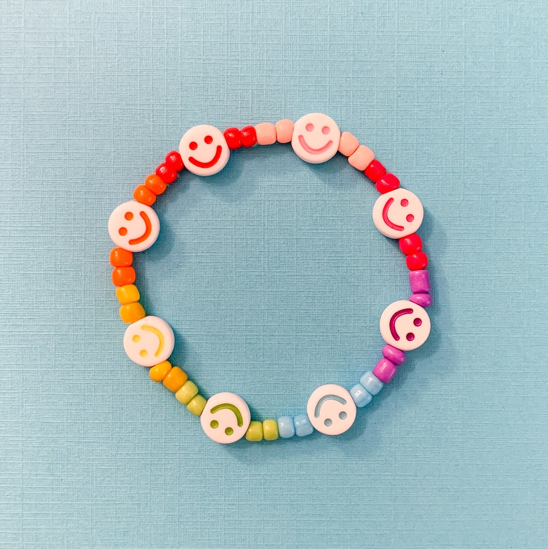Rainbow Smiley Bracelet // Custom Smiley Bracelet // Smiley Face ...