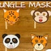 Printable Jungle Animal Party Masks- Panda, Tiger, Jaguar, Monkey, DIY ...