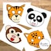 Printable Jungle Animal Party Masks Panda, Tiger, Jaguar, Monkey, DIY ...