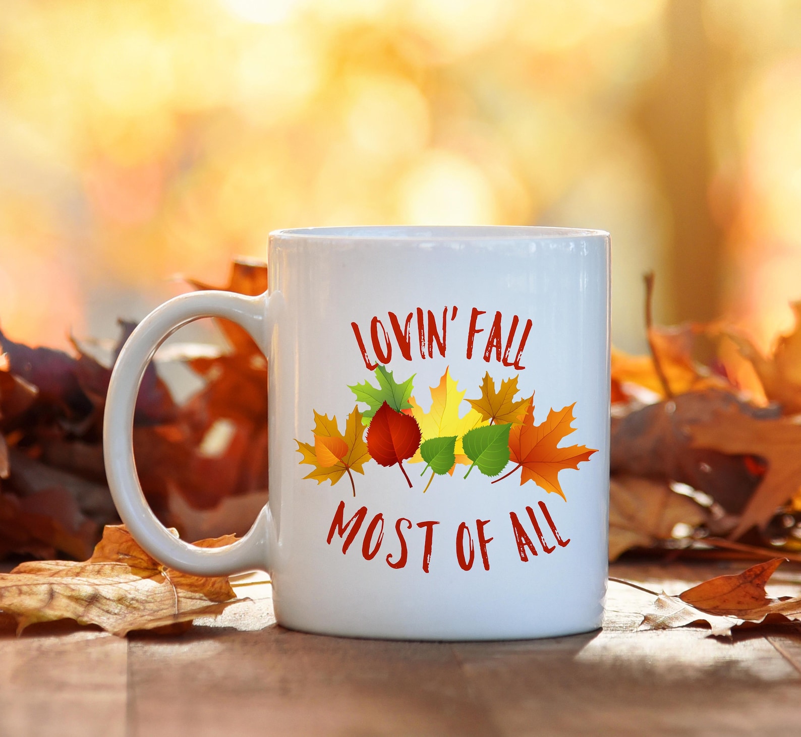 Lovin Fall Most of All Coffee Mug, Fall Wreath, Fall Décor, Happy Fall ...