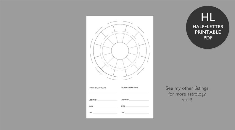 Blank Bi-wheel Chart | Astrology Chart | Simple Biwheel Chart ...