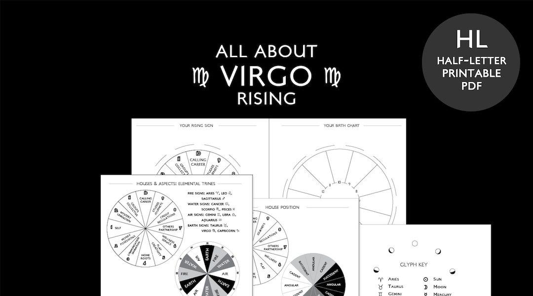 Virgo Rising Sign Astrology Printable: Birth Chart Meaning (PDF Digital ...