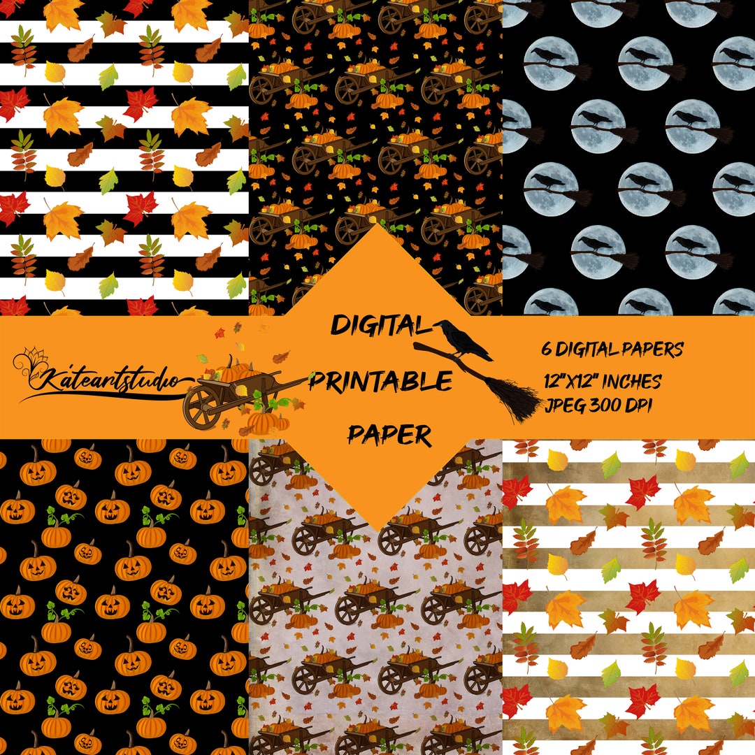 Happy Halloween, Halloween Background Paper, Autumn Digital Paper ...