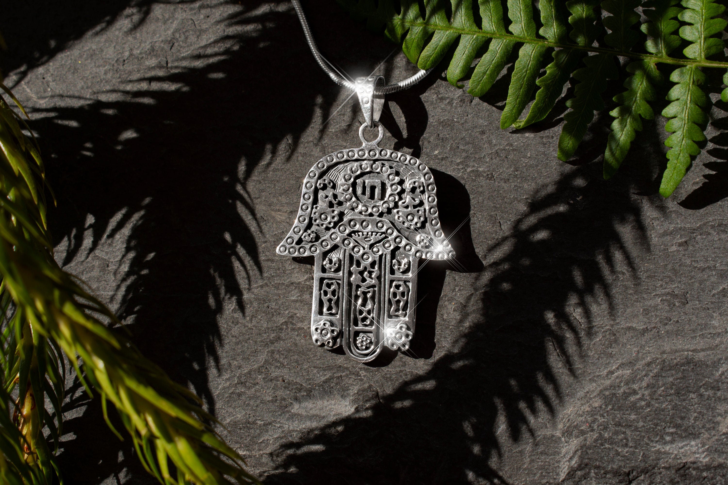 Silver Hamsa Pendant, Fatima Hand Necklace, Sacred Jewelry, Eternity ...