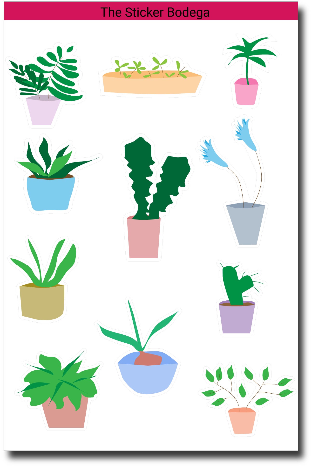 Potted Plant Stickers Sheet Bullet Journal Stickers | Etsy