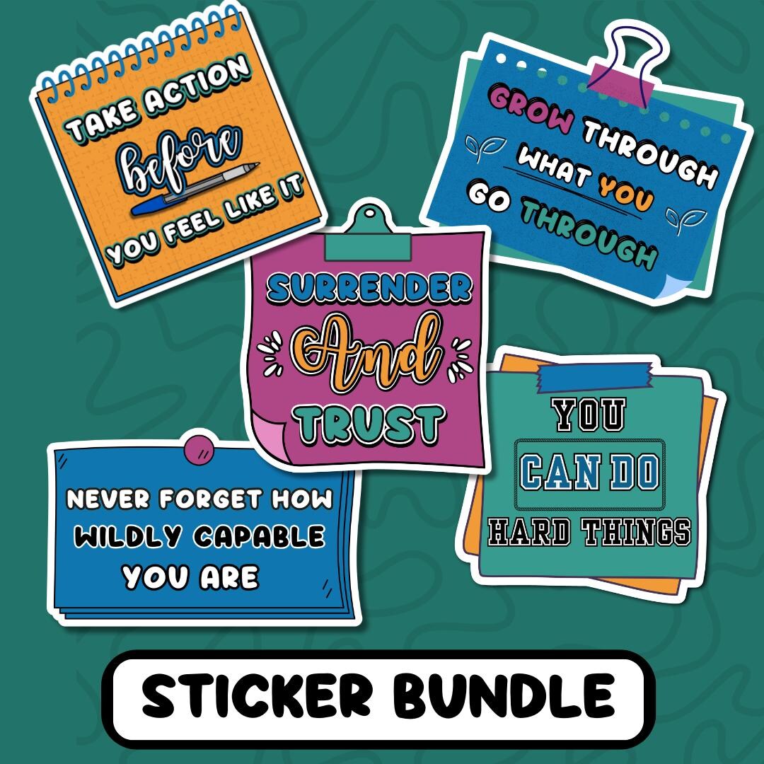 Motivational Sticker Pack | 5 Inspirational Stickers | Positive Quotes ...