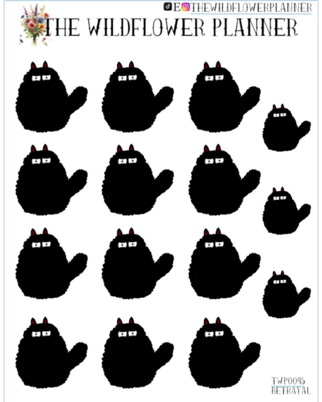 Angry/mad/betrayed Planner Stickers, Funny Black Cat Stickers, Floof ...