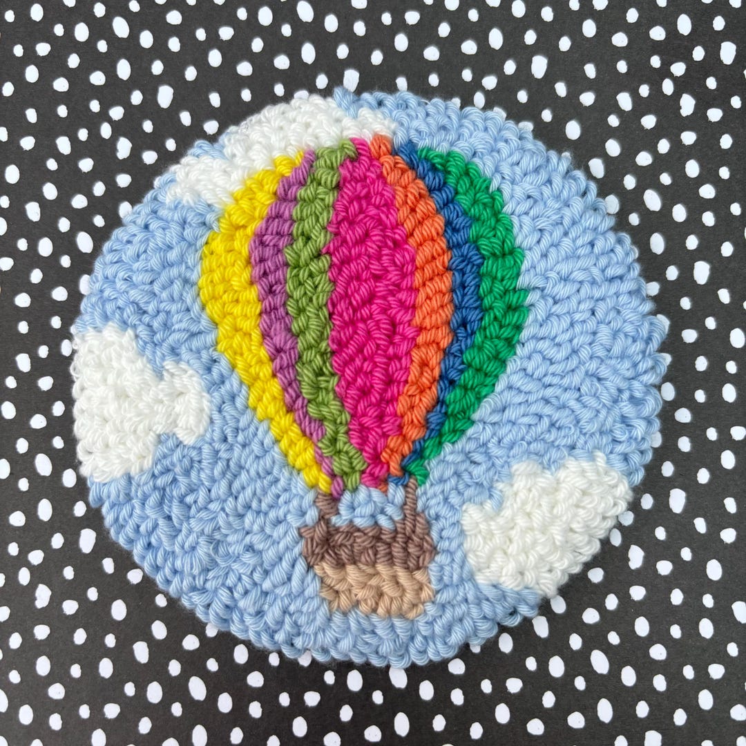Punch Needle Hot Air Balloon Mug Rug or Hoop - Etsy