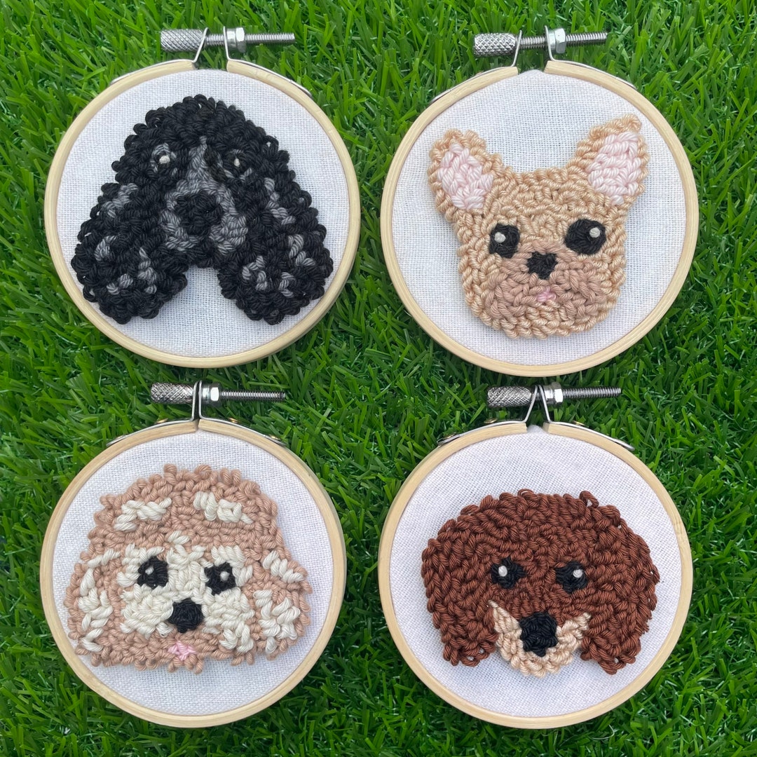 Dog Face Punch Needle Hoop - Etsy