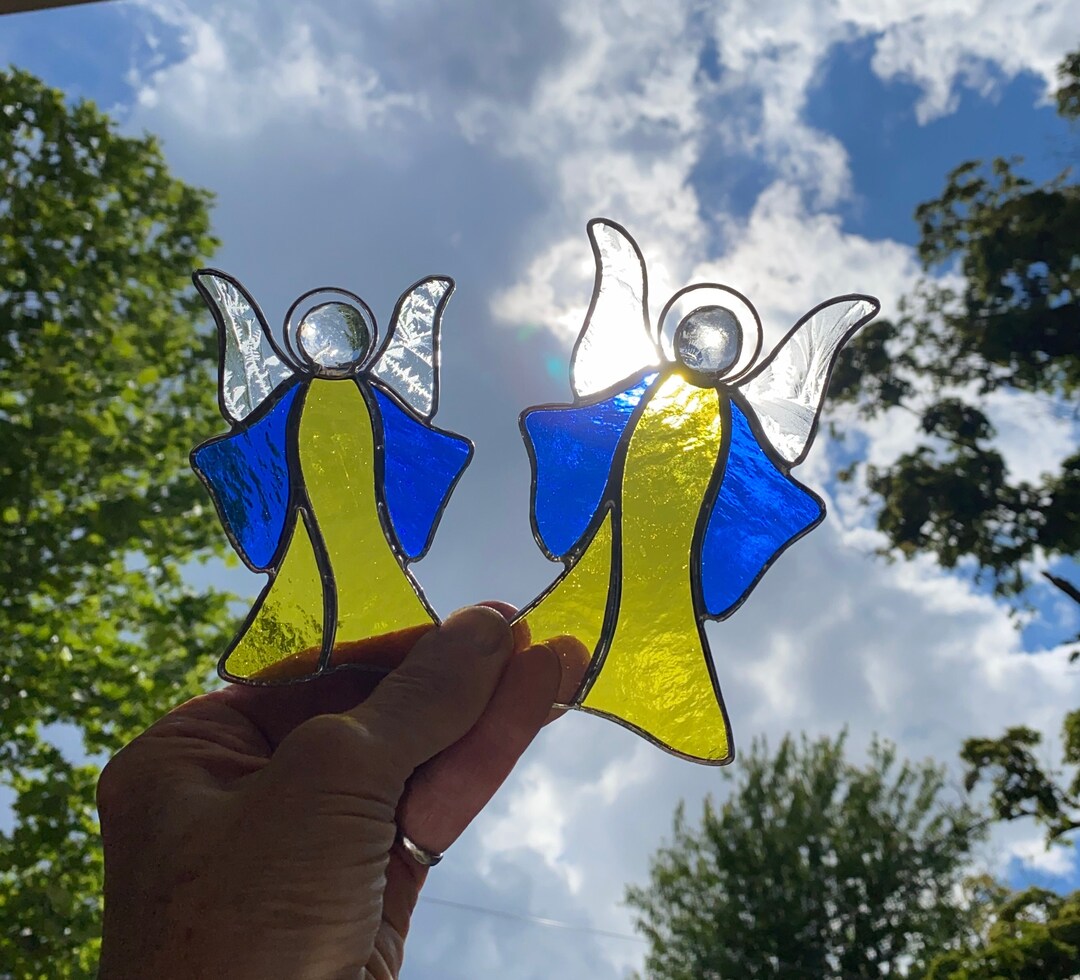 Ukraine Prayer Angel in Blue-yellow Flag Colours - Etsy