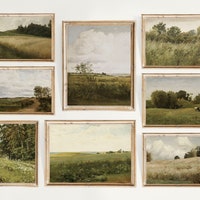 Country Spring Landscape Painting, Printable Wall Art, Bright Modern ...