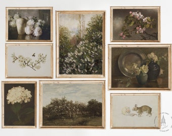 Vintage Spring Gallery Wall Set of 8, Rustic Printable Wall Art ...