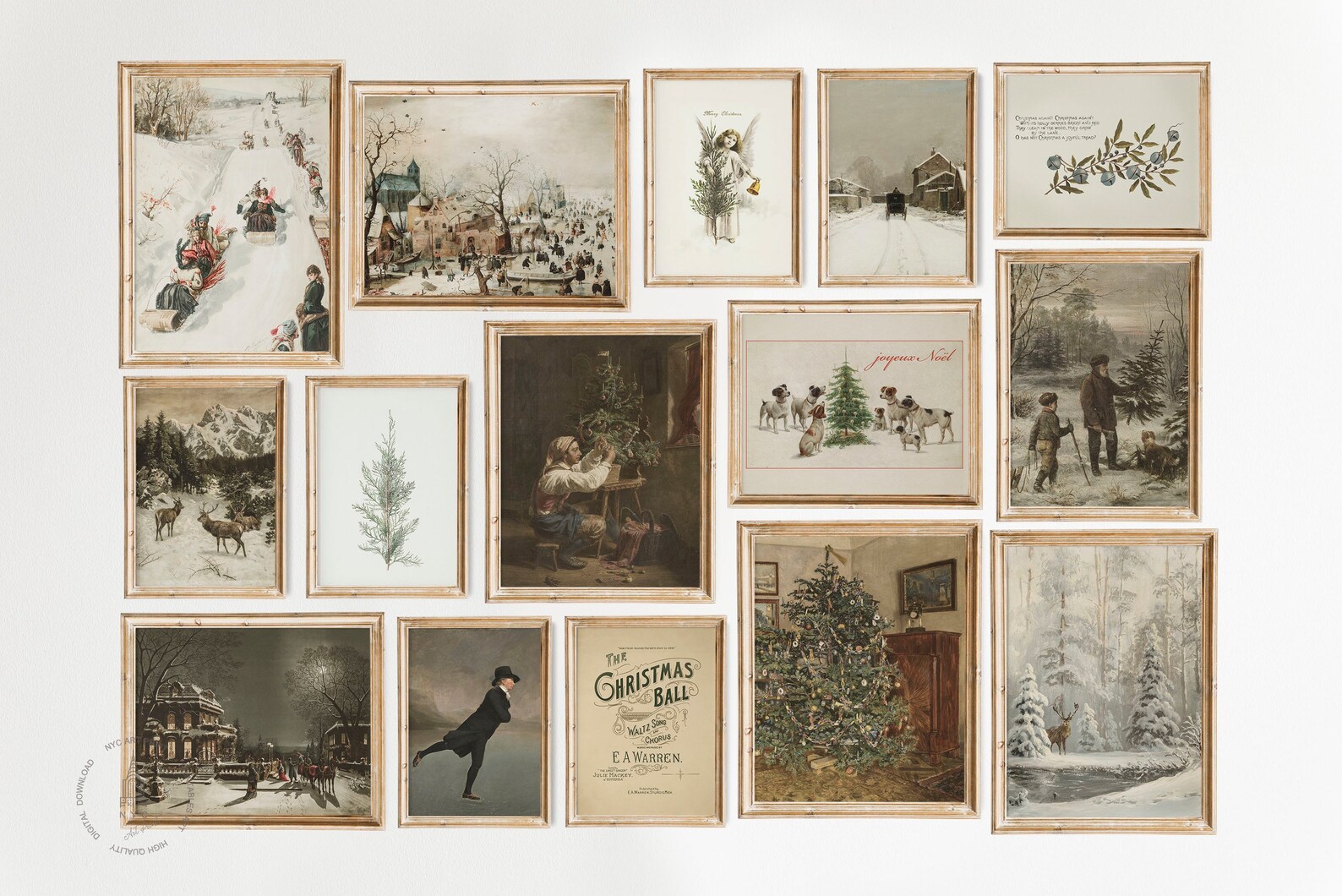 Christmas Prints Gallery Wall Set of 15 Vintage Christmas - Etsy