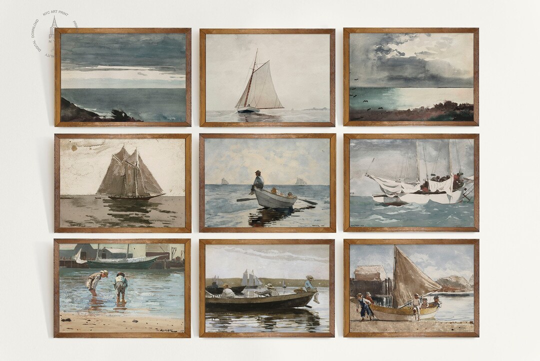 Vintage Seascape Gallery Wall Print Set of 9, Winslow Homer Prints ...