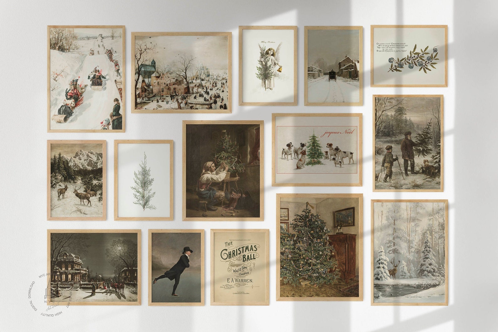 Christmas Prints Gallery Wall Set of 15 Vintage Christmas - Etsy