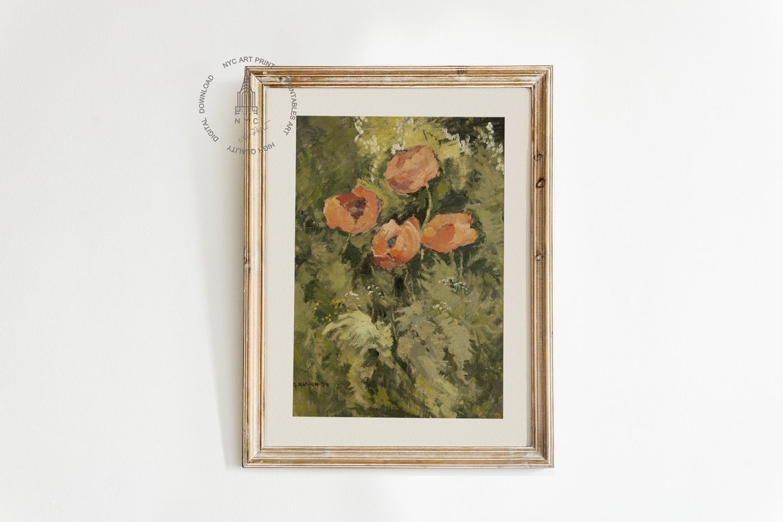 Vintage Poppy Prints, California Poppy Prints, Vintage Flower Painting ...