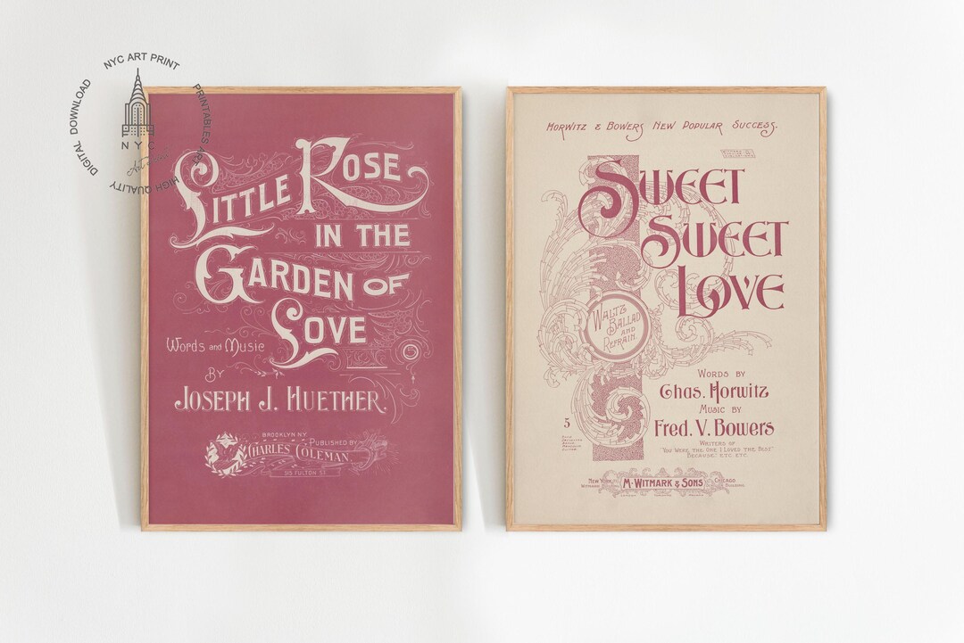 Set of 2 Vintage Valentines Day Prints, Valentines Poster, Valentine's ...