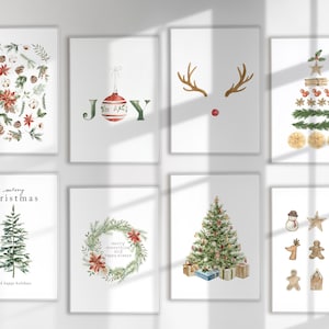 Christmas Prints Gallery Wall Set of 15, Christmas Printable Wall Art ...