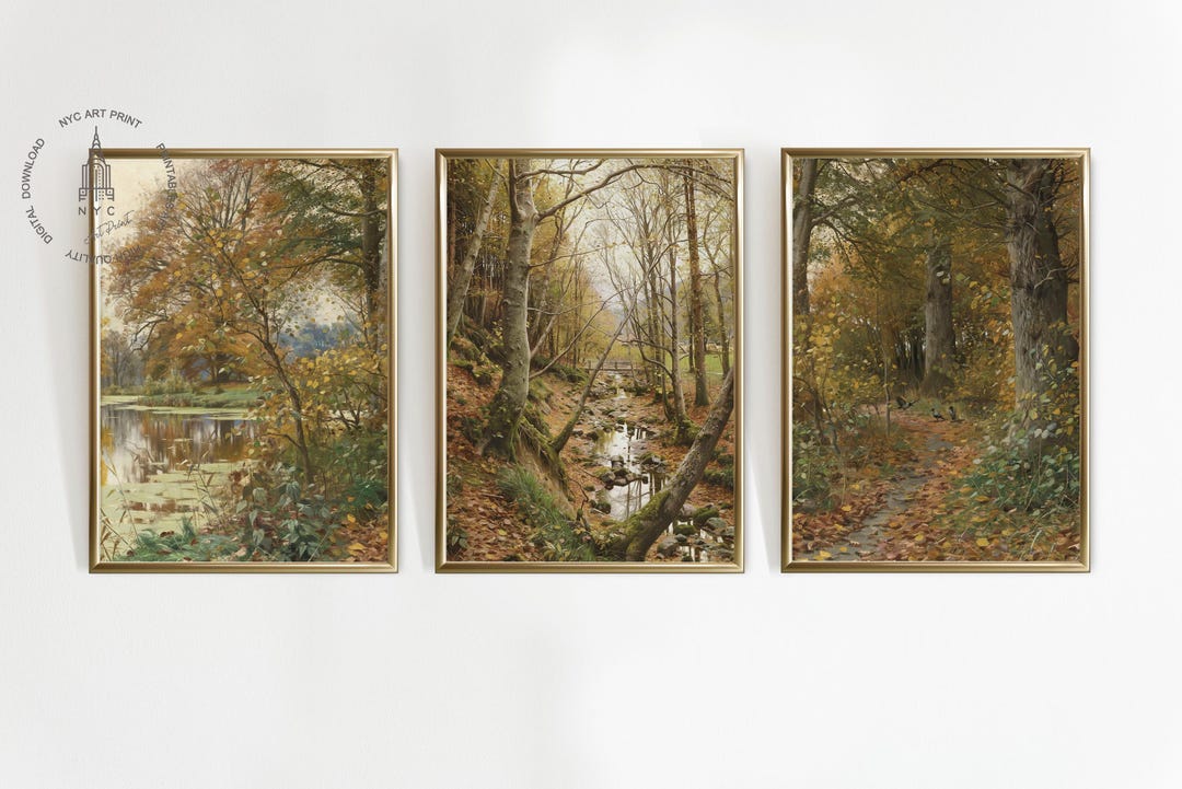 Set of 3 Vintage Autumn Prints, Fall Printable Wall Art, Fall Decor ...