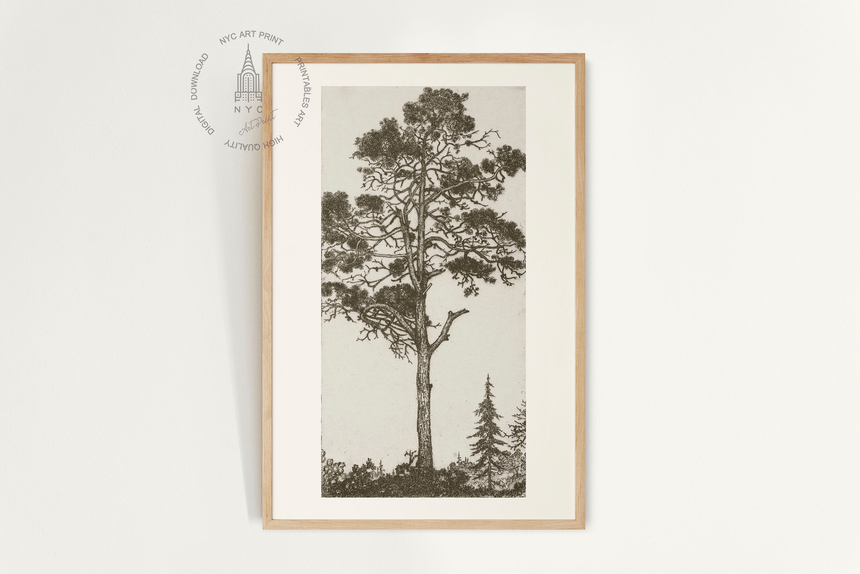 Vintage Rustic Tree Gallery Wall Set of 4, Vintage Tree Sketches ...