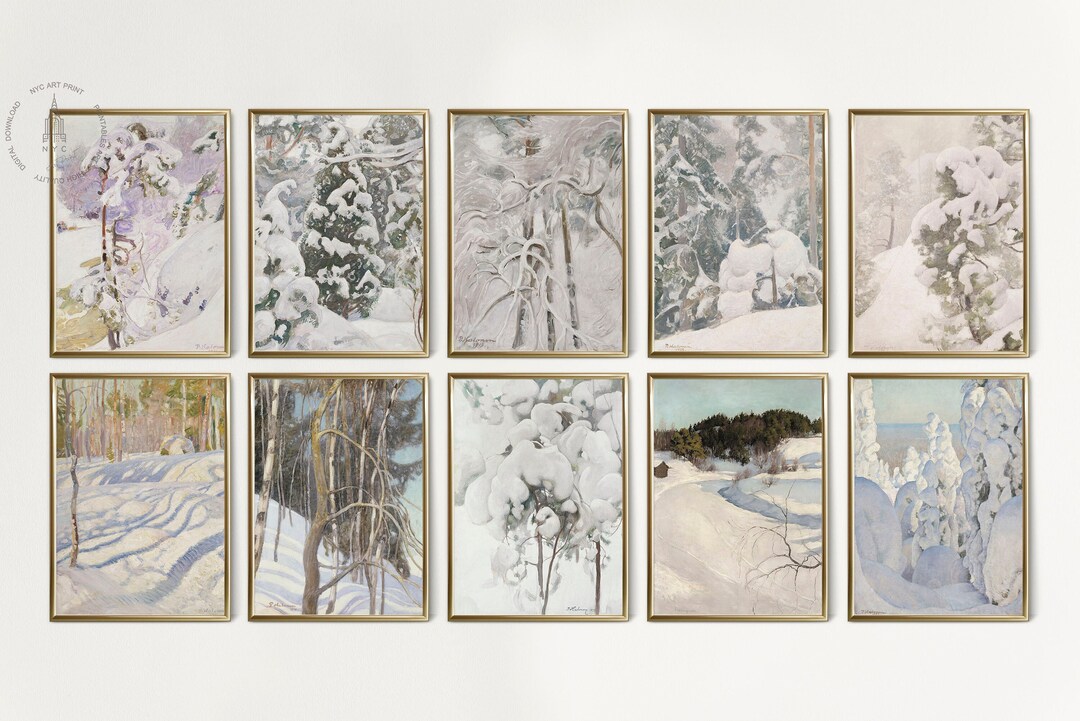 Winter Prints Gallery Wall Set of 10, Vintage Winter Printable Wall Art ...