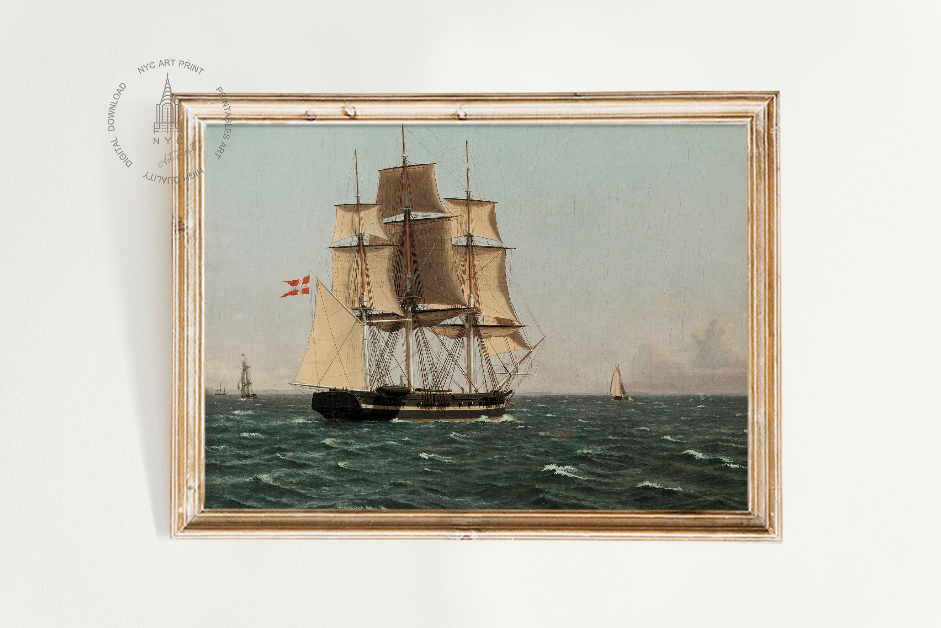 Vintage Warship Wall Art Set of 12, Sailing Ship Prints, Nautical ...
