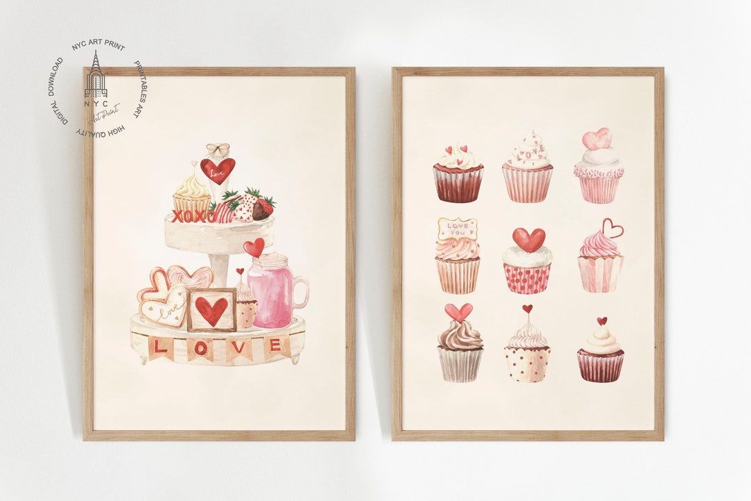 Valentines Gallery Wall Set of 2, Valentines Poster, Valentines Day ...