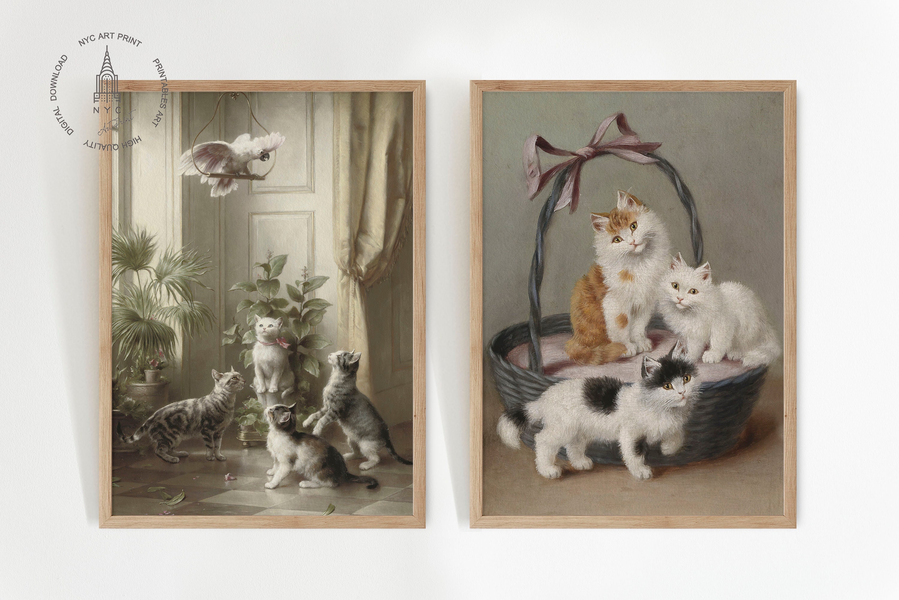 Vintage Cats Gallery Wall Set of 12, Cats Print, Vintage Antique Cat ...