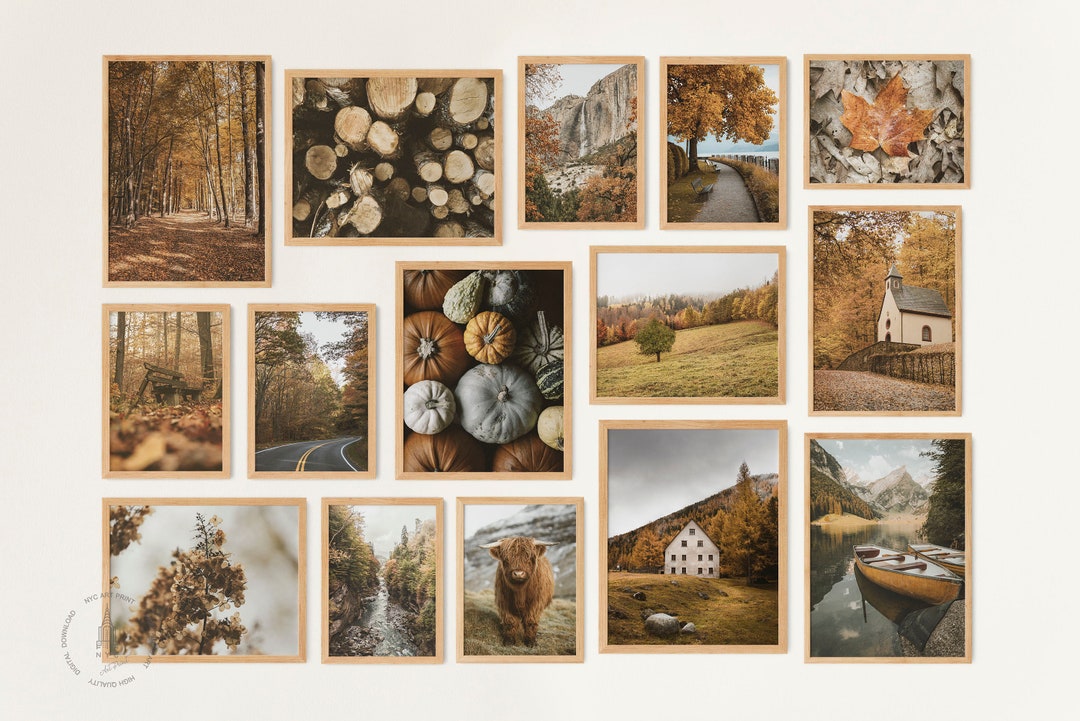 Fall Wall Art, Autumn Gallery Wall Set of 16, Autumn Printable Wall Art ...